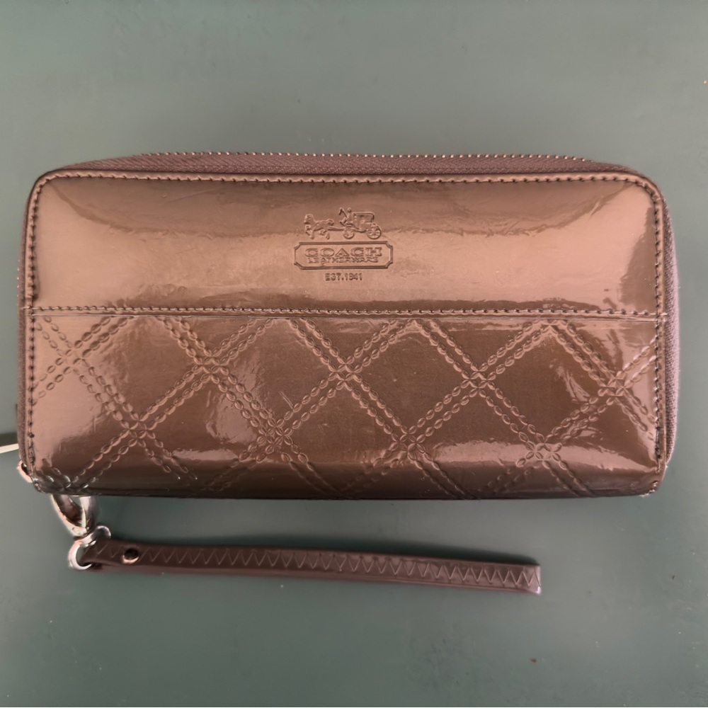 Coach Metallic Bronze Accordion Long Zip Wallet - Gem